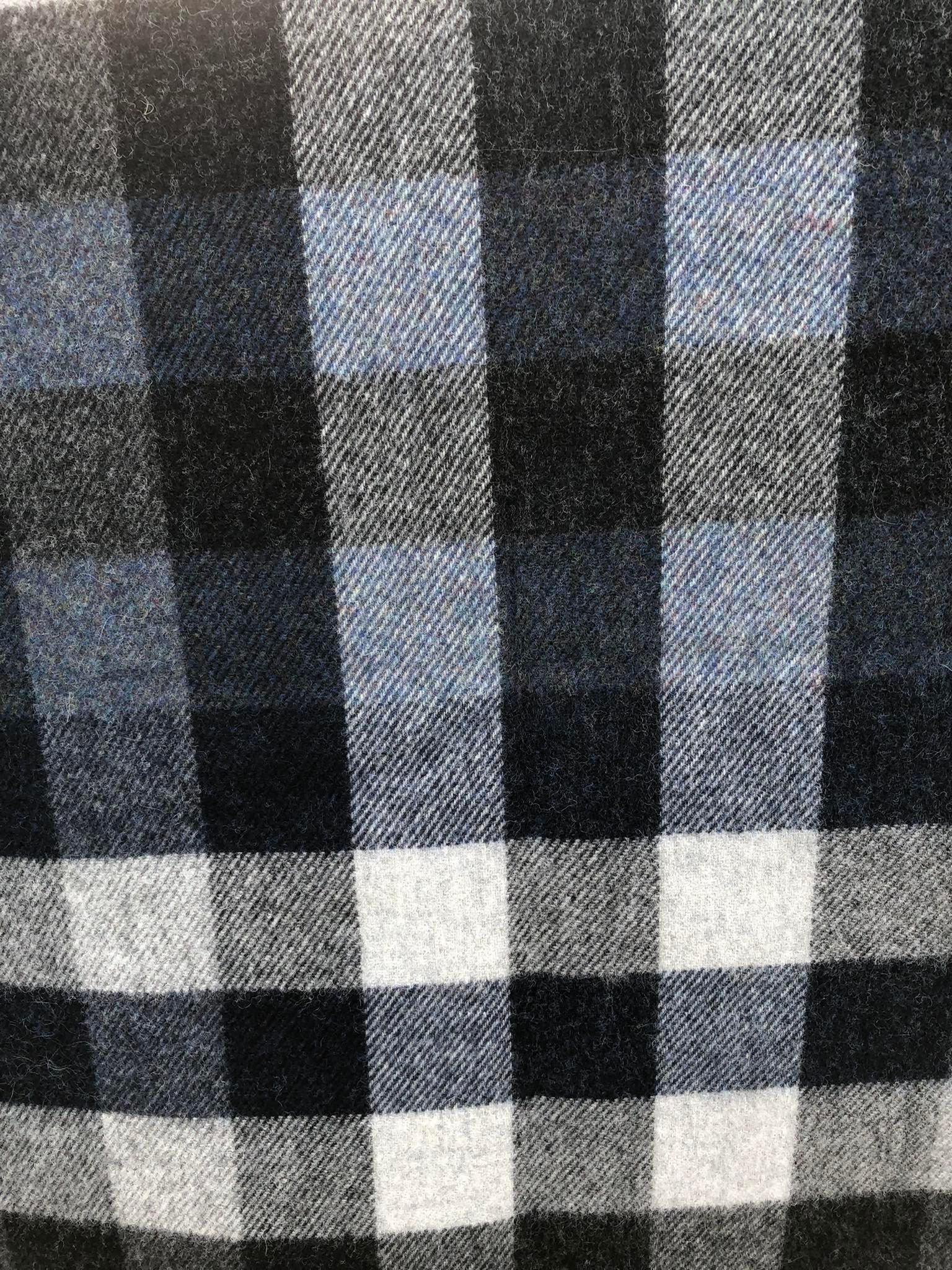 Black and Blue Check Blanket - Glendalough Woollen Mills